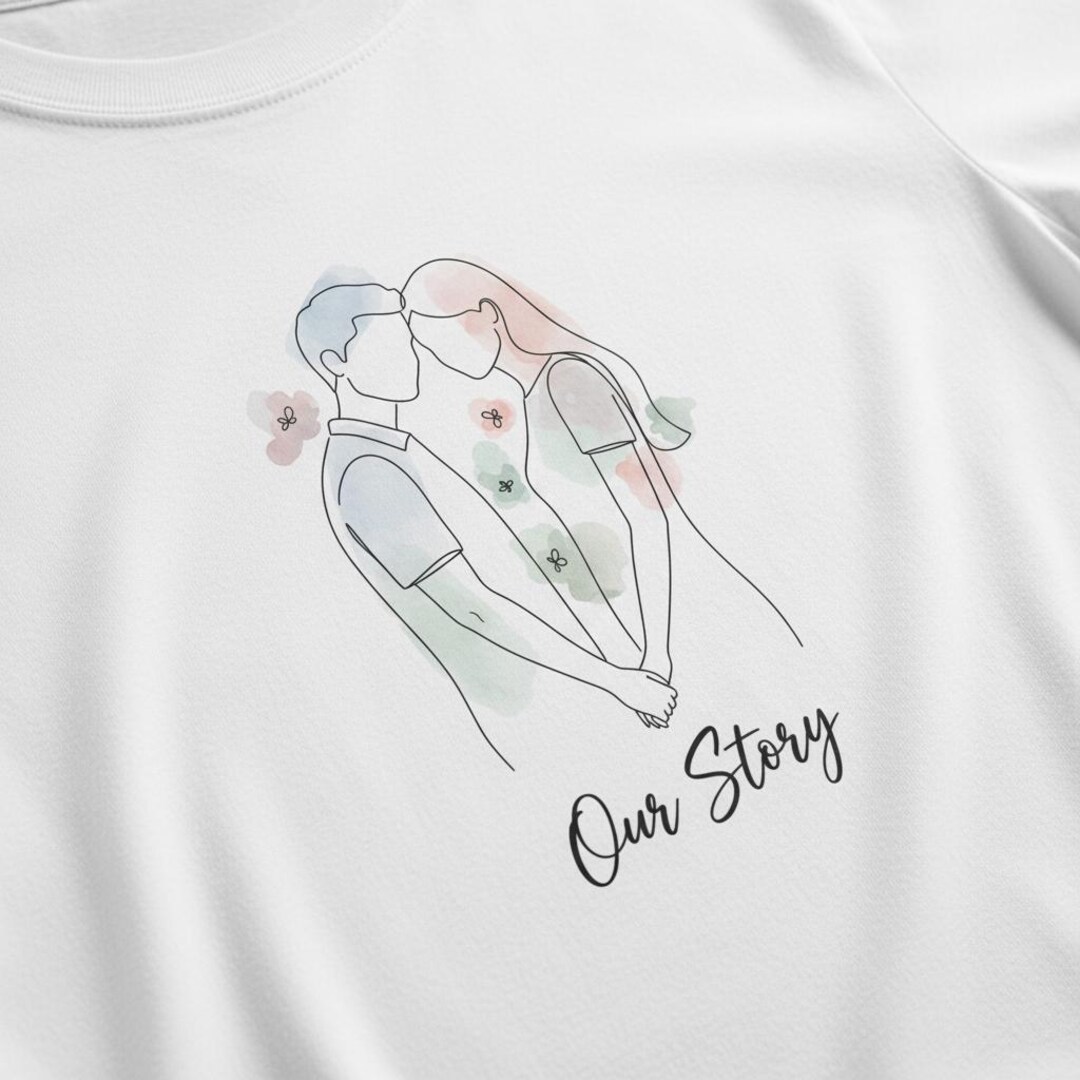 Our Story Couple Line Art Watercolor PNG | Minimalist Love Illustration ...