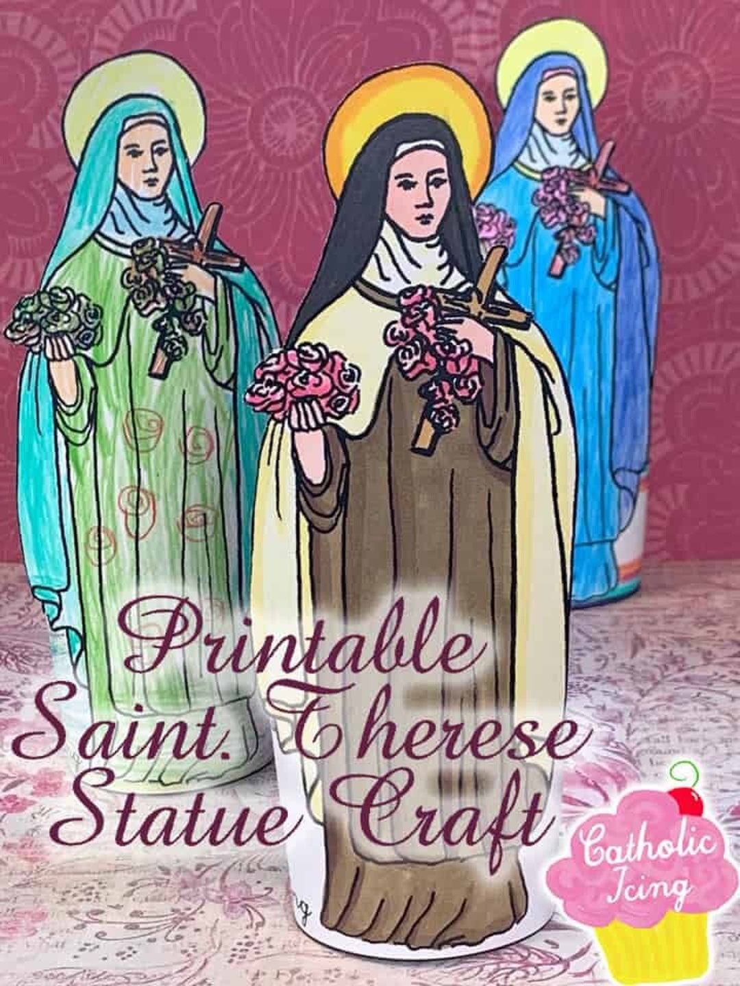 Saint Therese Statue Craft for Catholic Kids - Printable (PDF Download ...