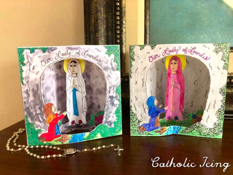 Our Lady of Lourdes Printable Diorama Craft - Etsy Australia