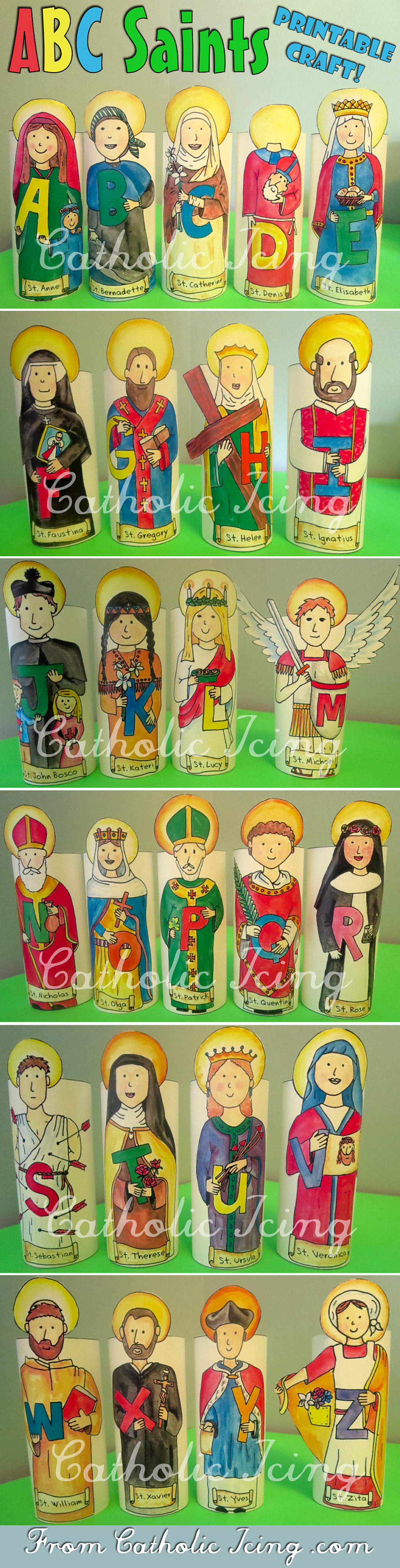 ABC Catholic Saints Printable Craft - Etsy