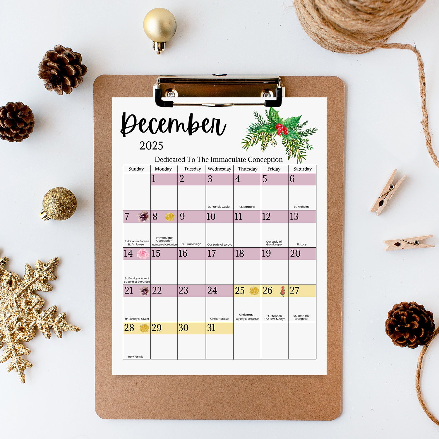 Printable July 2025 - June 2026 Academic Year Printable Catholic ...