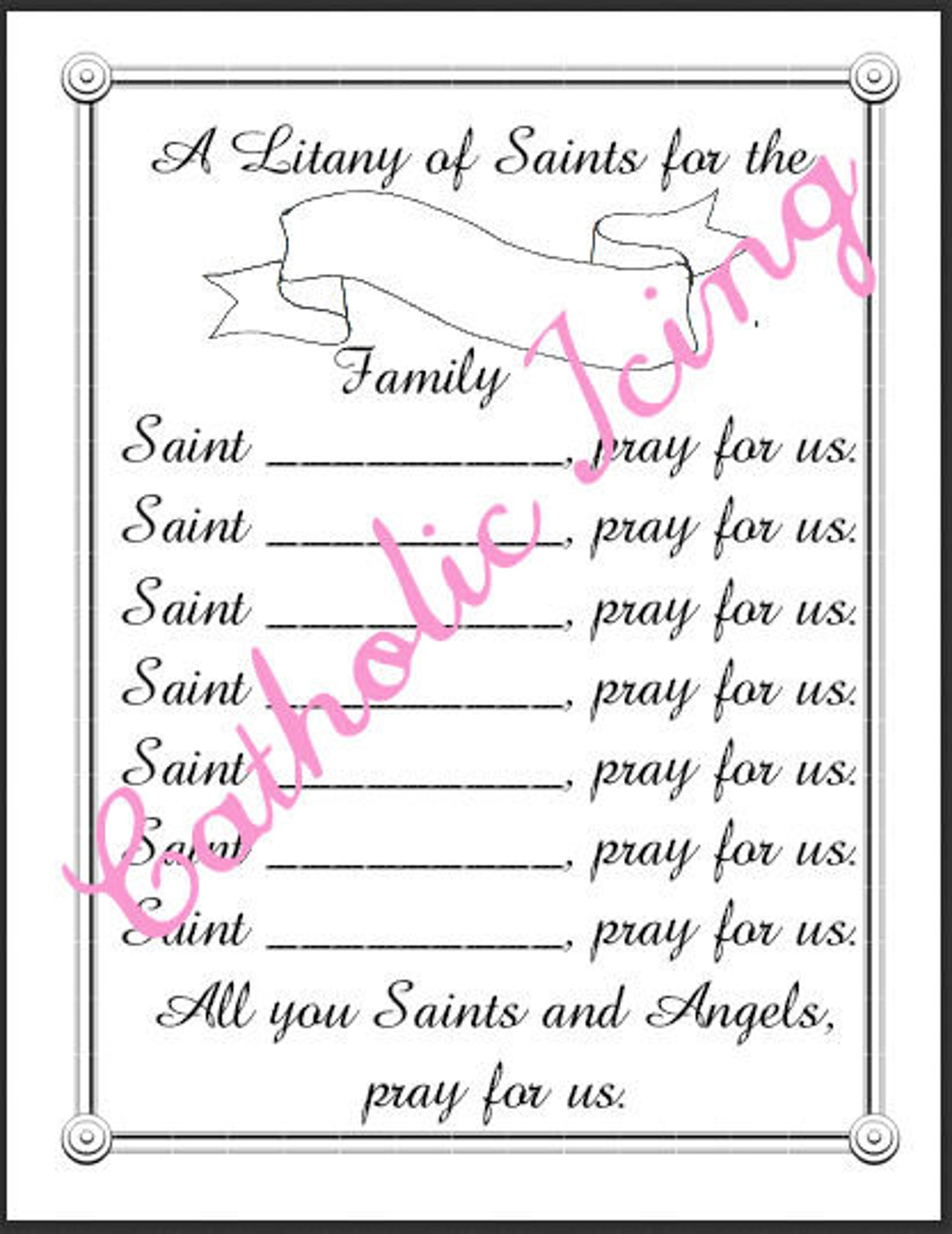 Family Litany of Saints Printable - Instant Download | No-prep Activity ...