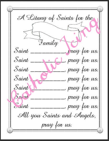 Family Litany of Saints Printable - Instant Download | No-prep Activity ...