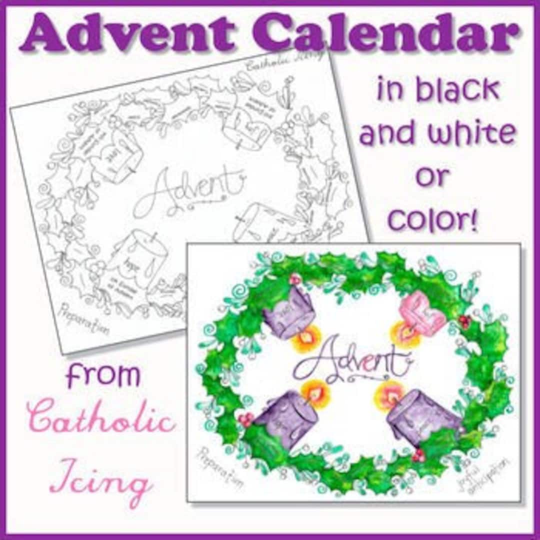 Printable Advent Wreath Calendar for Kids (in Black and White and Color ...