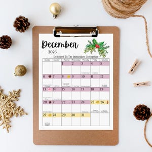 Printable Catholic Liturgical Calendar for 2026 (november 2025 ...