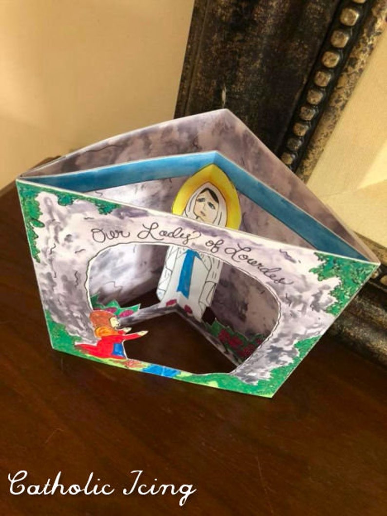 Our Lady of Lourdes Printable Diorama Craft - Etsy