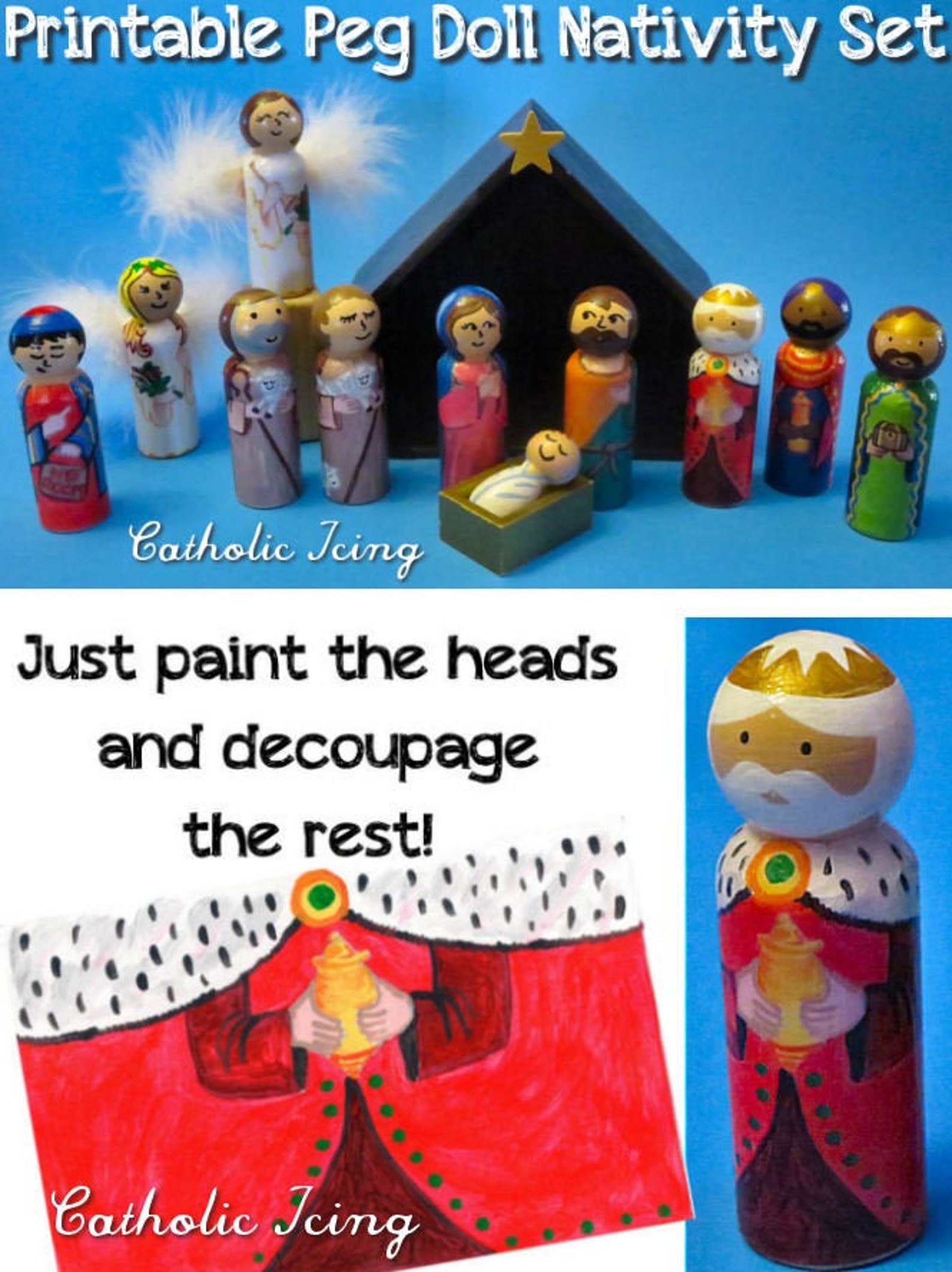 Nativity Peg Doll Wraps Set (christmas Peg Dolls) - Etsy