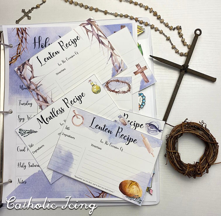 Lenten Meal Planner: Catholic Recipe Cards & Planning Pages (printable ...