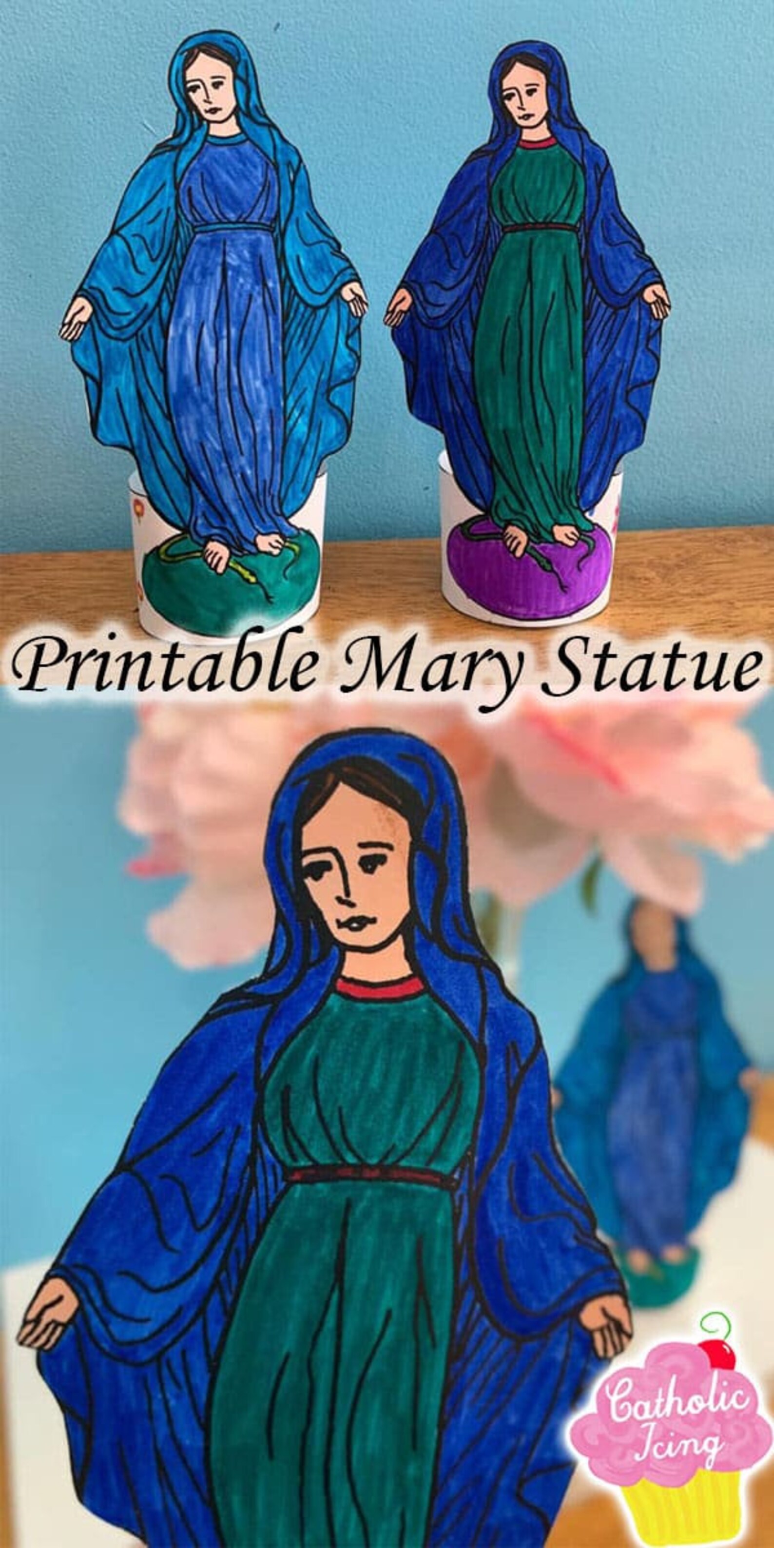 Printable Mary Statue Craft for Catholic Kids (instant Download) - Etsy