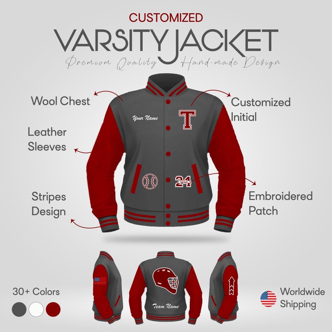 Custom Varsity Jacket Letterman , Custom Team Jacket With Chenille ...