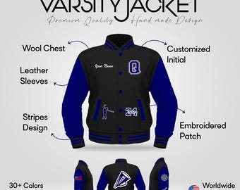Custom Varsity Jacket Letterman , Chenille Patch School Team Jacket ...