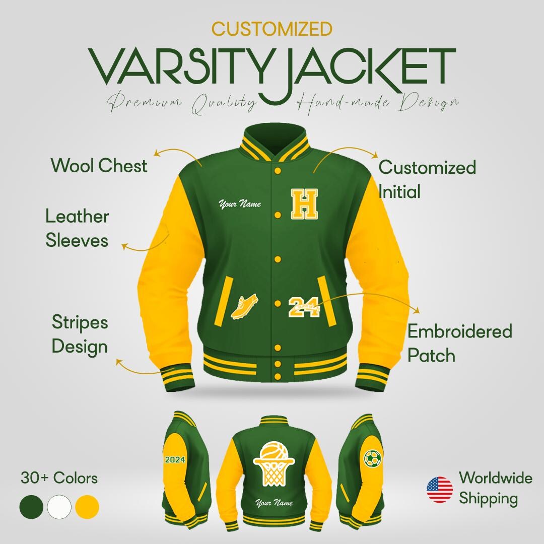 Custom Varsity Jacket Letterman , Personalized Team Jacket for School ...