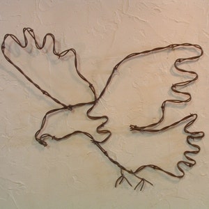 Bald Eagle in Flight Wall Decoration Made With Rusty Vintage Barbed ...