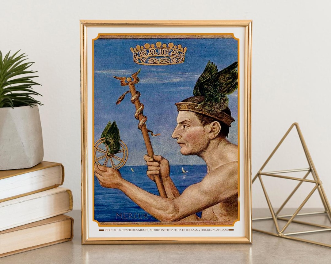Mercury the Winged Messenger Poster, Mystical Alchemy Art Print (A3) - Etsy