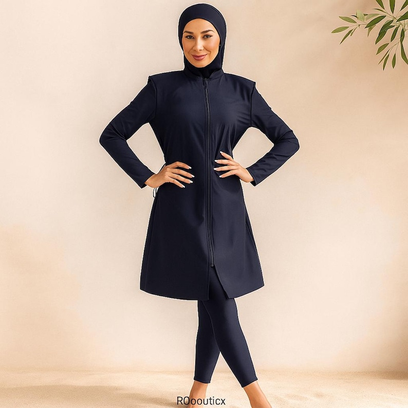 4-piece Modest Burkini Swimsuit for Women – Islamic Floral Swimwear Set ...
