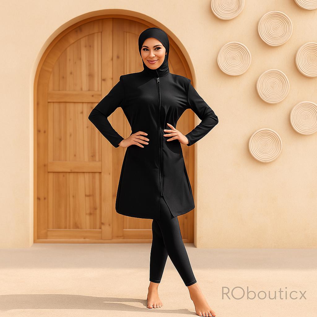 4-piece Modest Burkini Swimsuit for Women – Islamic Floral Swimwear Set ...