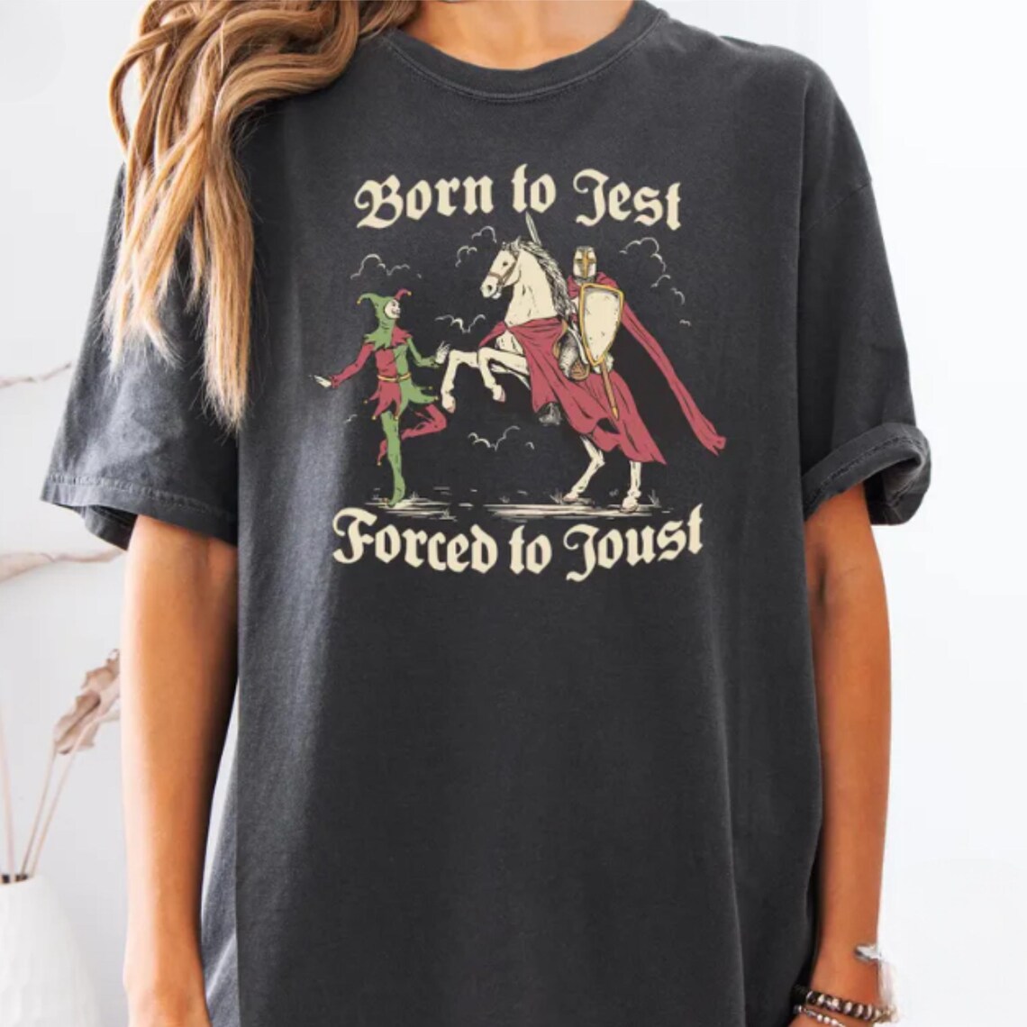Born to Jest Forced to Joust T-shirt: Vintage Medieval Graphic Tee - Etsy