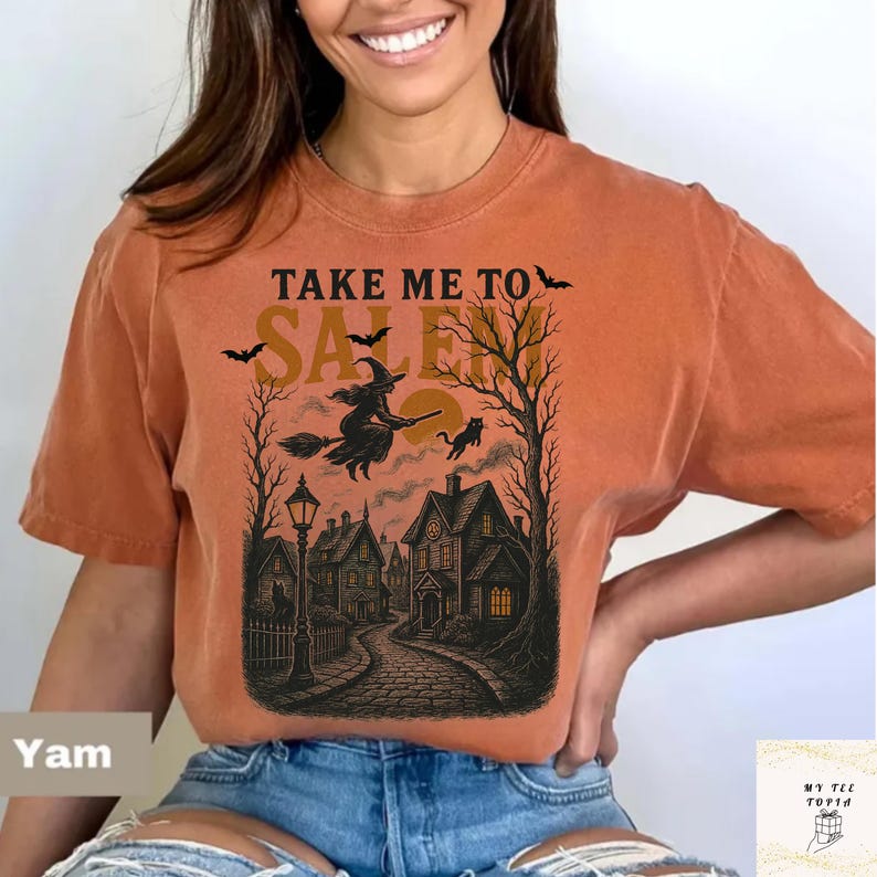 Take Me to Salem T-shirt: Retro Halloween Witch Graphic Tee - Etsy UK