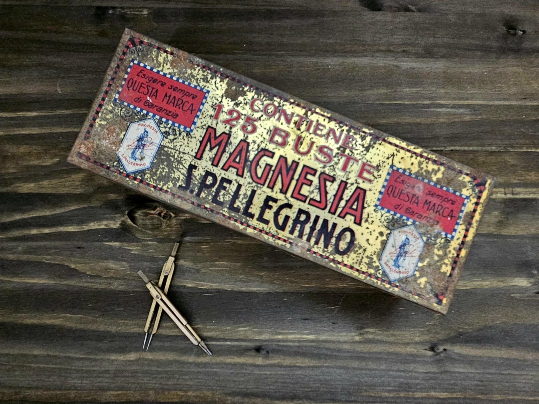 Vintage Italian Tin Box - Magnesia S.pellegrino - 1930s Pharmacy ...