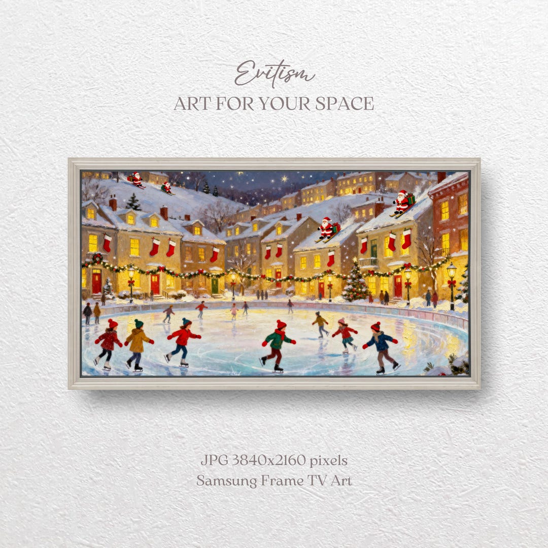 Ice Skating TV Art: Winter Village Rink for Samsung Frame (instant ...