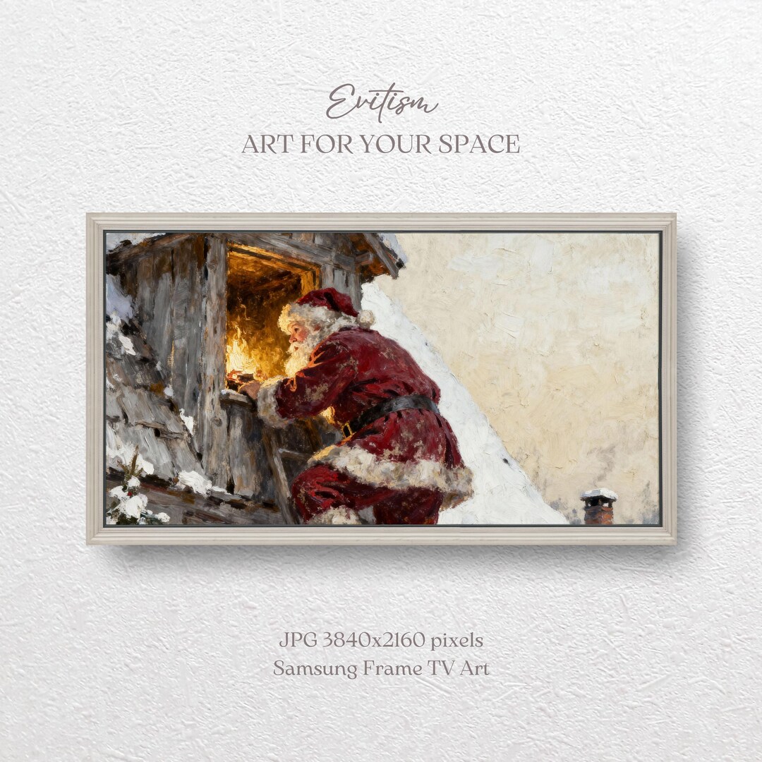 Santa at the Window: Vintage Christmas Samsung Frame TV Art (digital ...