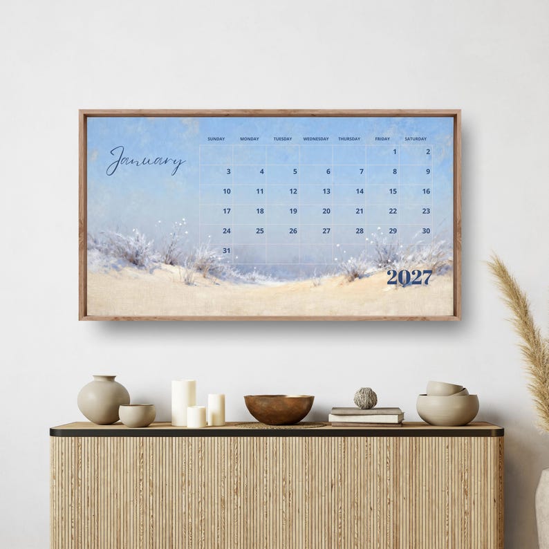2026 Calendar Frame TV Patina Blue Landscape Art 13 Months Bundle ...