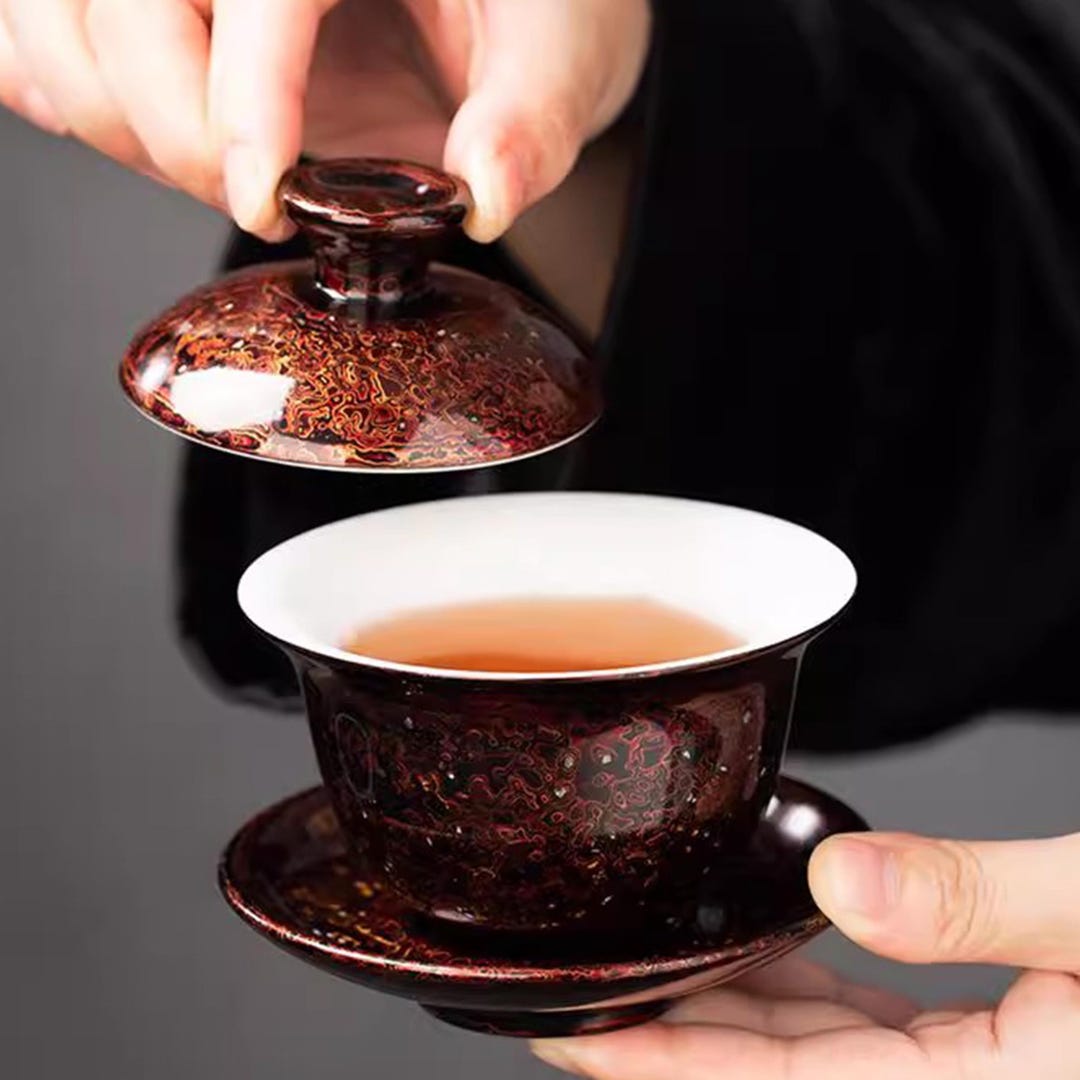 Handmade Ceramic Gaiwan Tea Set: Zen Gongfu Teacup & Saucers - Etsy