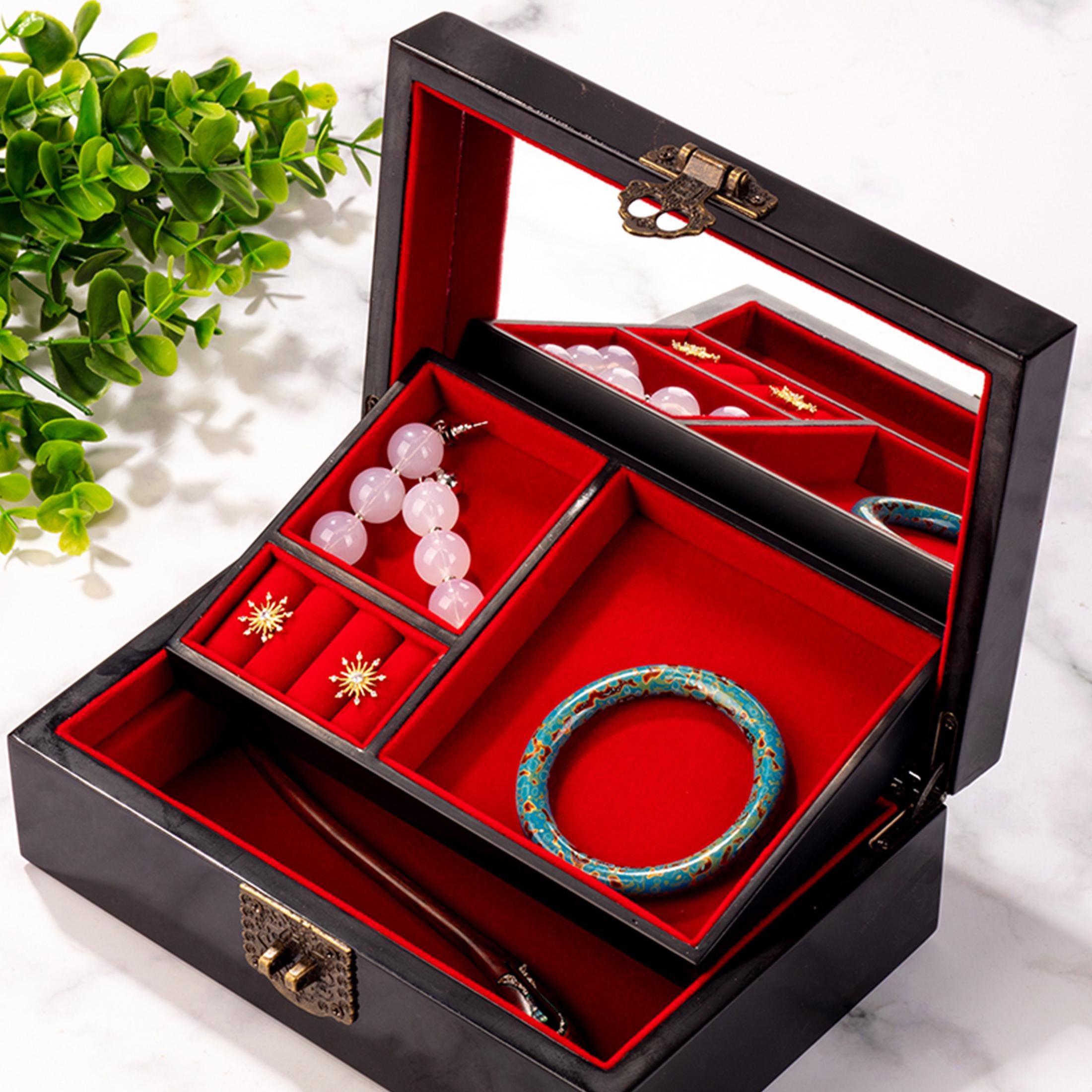 Wooden Black Lacquer Jewelry Box, “shrimp” Mother of Pearl Jewelry ...