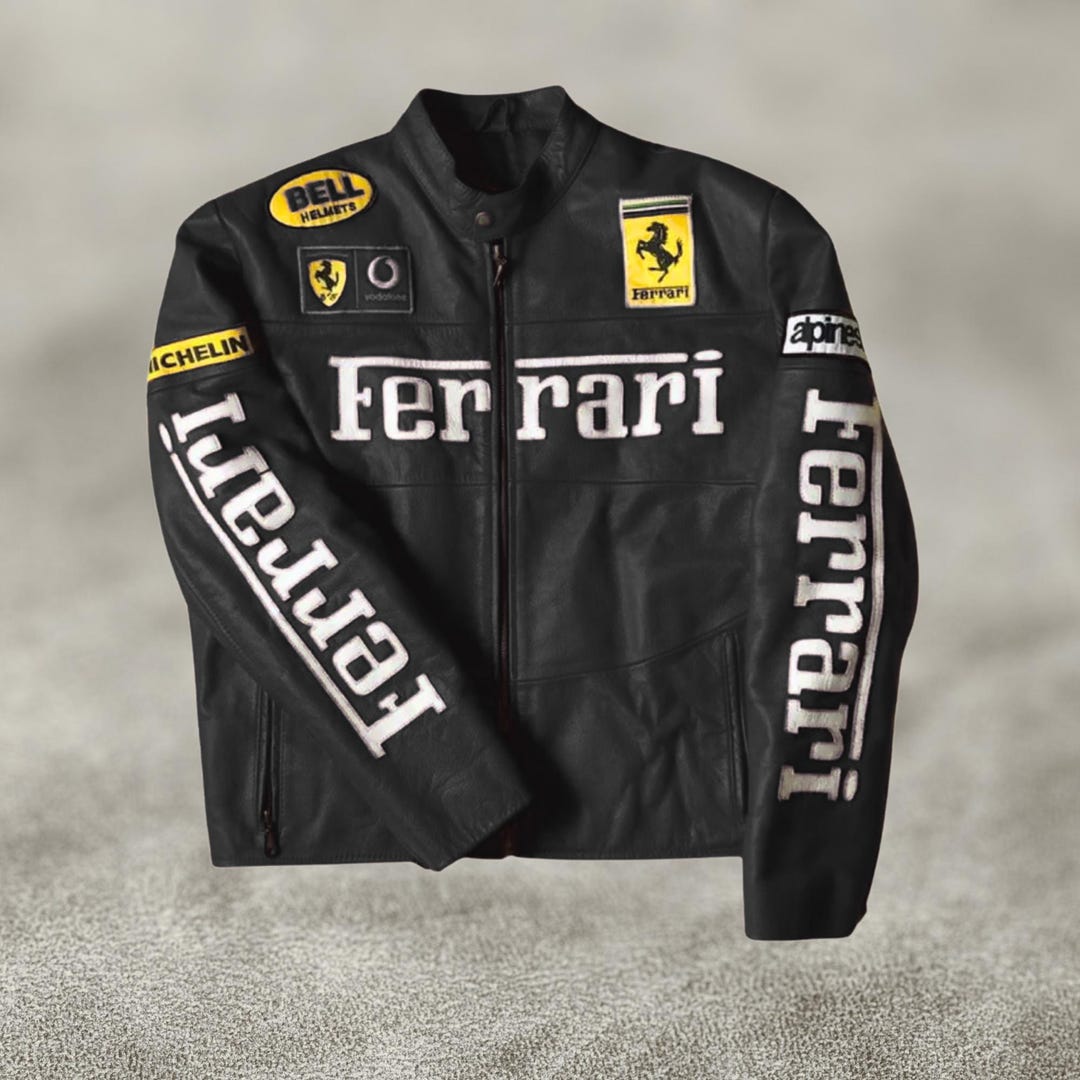 Ferrari Black Racing Motorbike Leather Jacket, Halloween Gift, Gift for ...