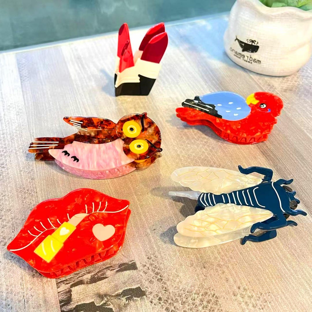 Owl Hair Clips,red Lips Hairclip,cicada Hair Clips,animal Series Hair ...
