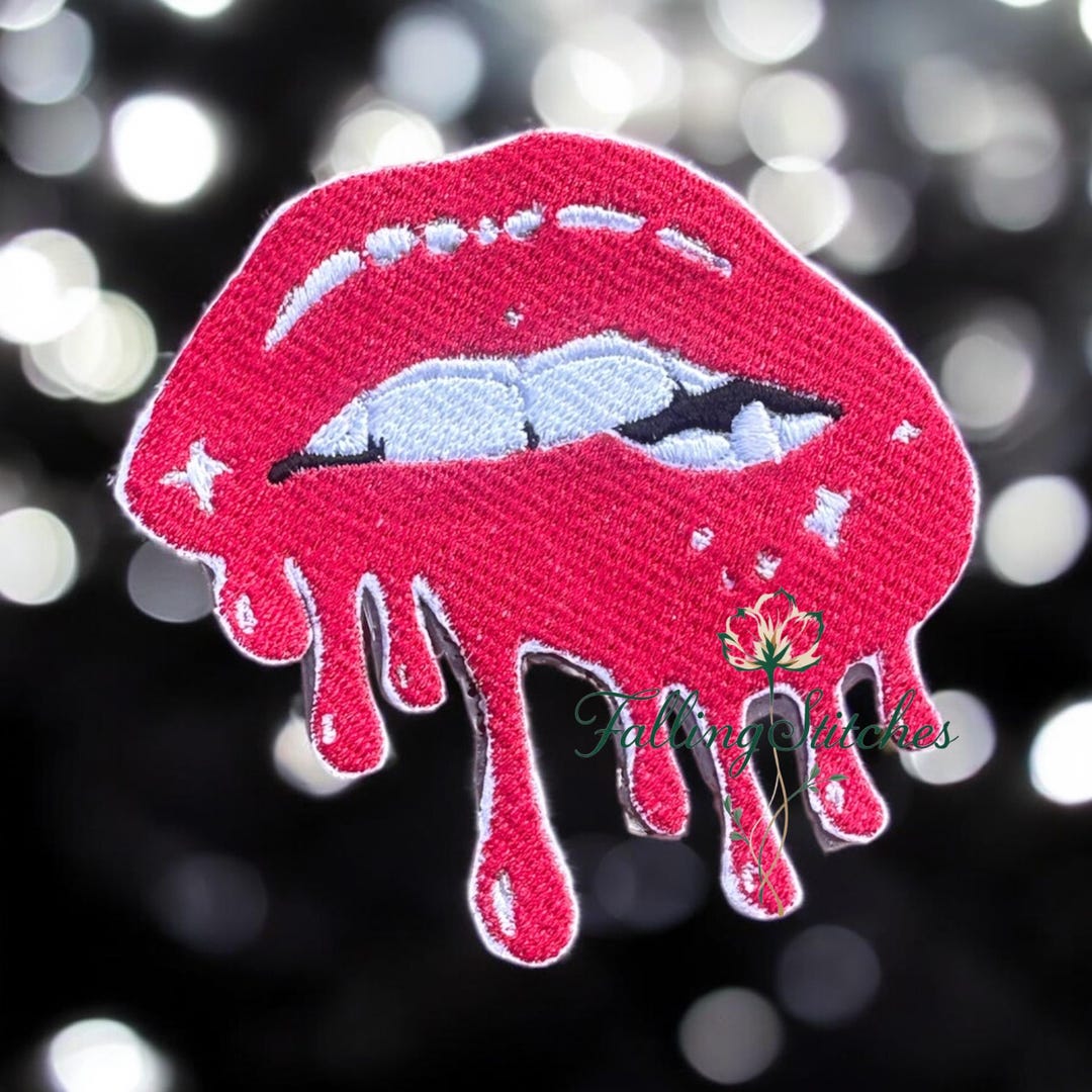 Iron on Embroidery Biting Lip Patch, Iron on Patch, Embroidery Patch, Red Lips, Patch, Beauty - Etsy