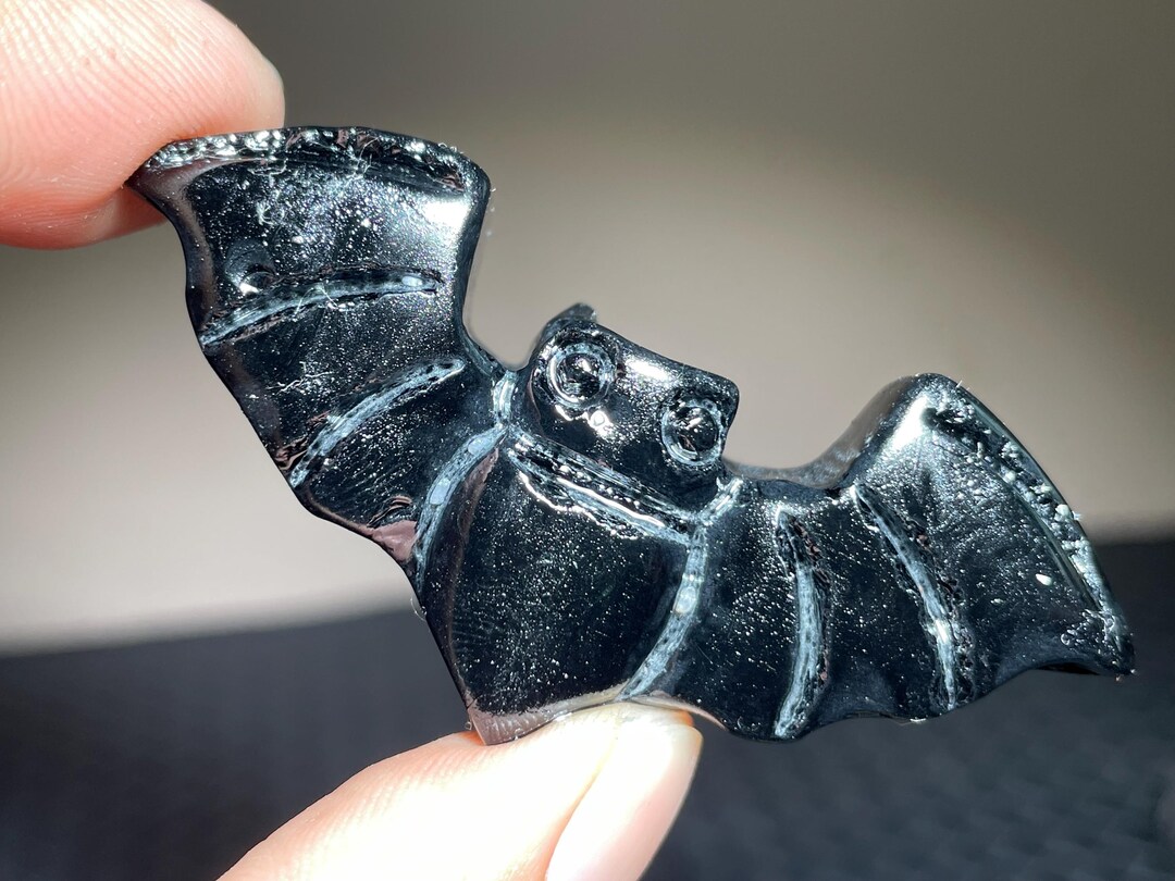 Hand Carved Obsidian Bat Skull: Crystal Healing Home Decor - Etsy