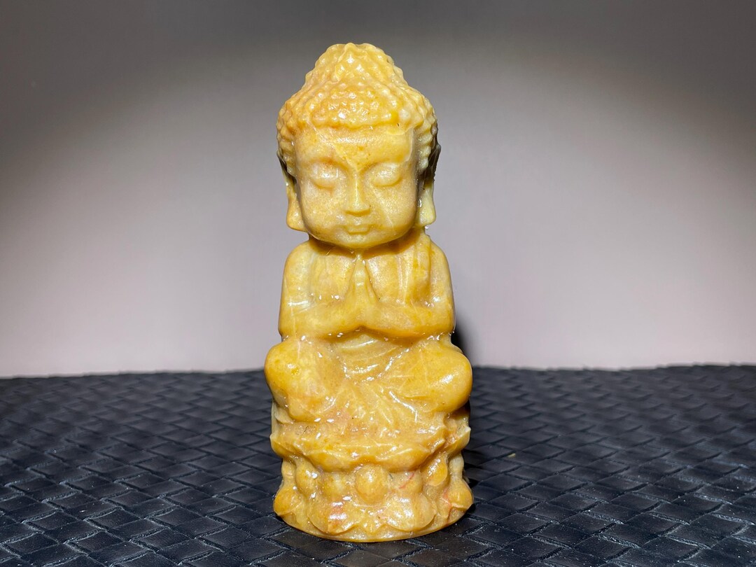 Hand Carved Yellow Jade Buddha Statue: Crystal Healing Home Decor (4.1 ...