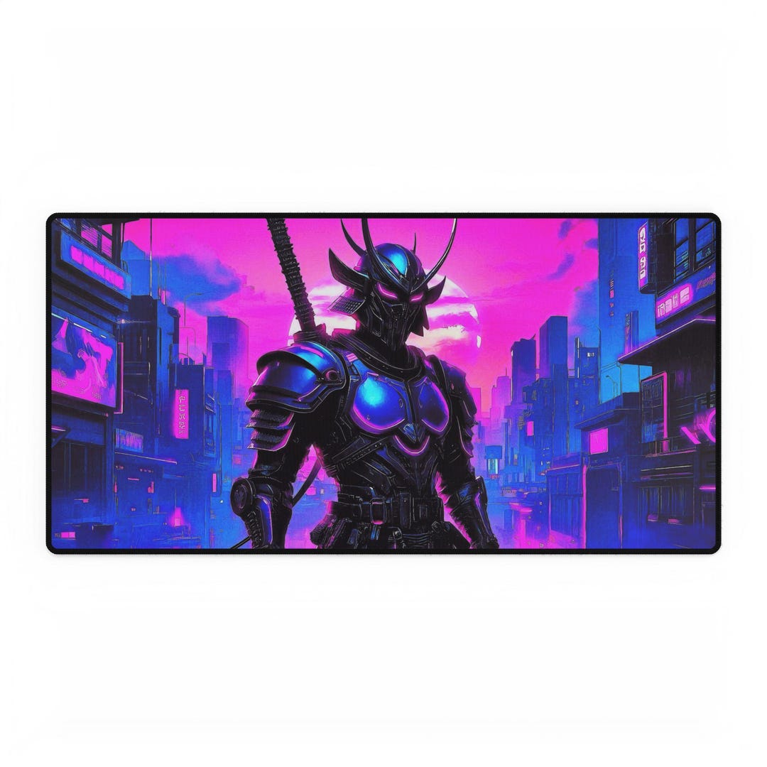 Futuristic Desk Mat With Cyberpunk Samurai Design, Gaming Accessories ...