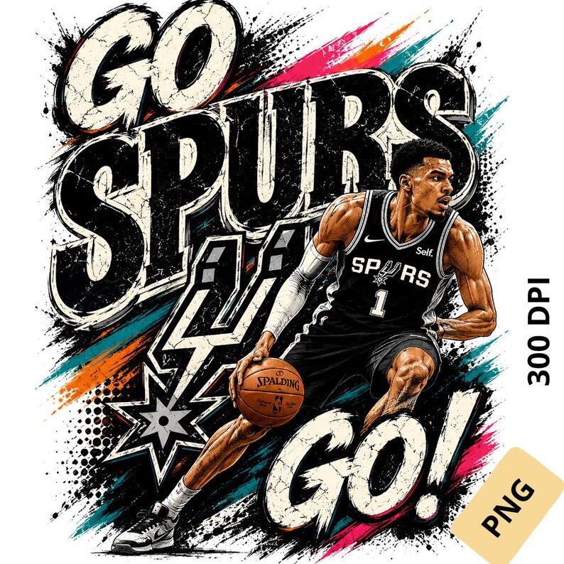 Go Spurs Go PNG ,victor Wembanyama Retro Spurs Vintage NBA Game Day ...