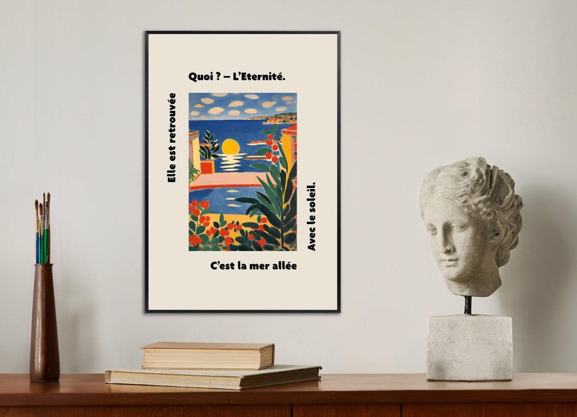 Rimbaud Print, Poetry, Boho Wall Art, Poem, French Design, Literary ...