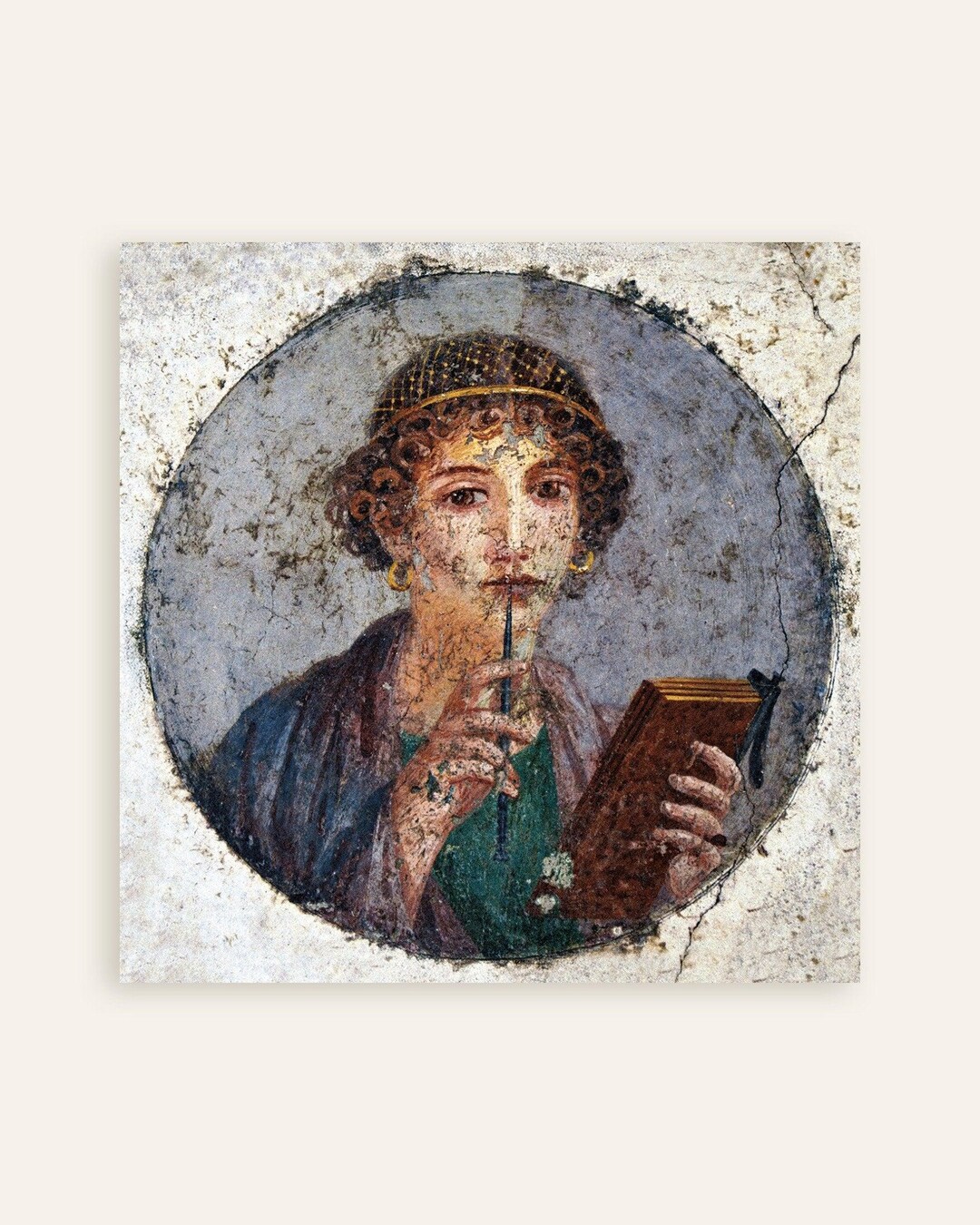 Sappho Poster Pompeii Fresco Art Print Ancient Rome Decor - Etsy