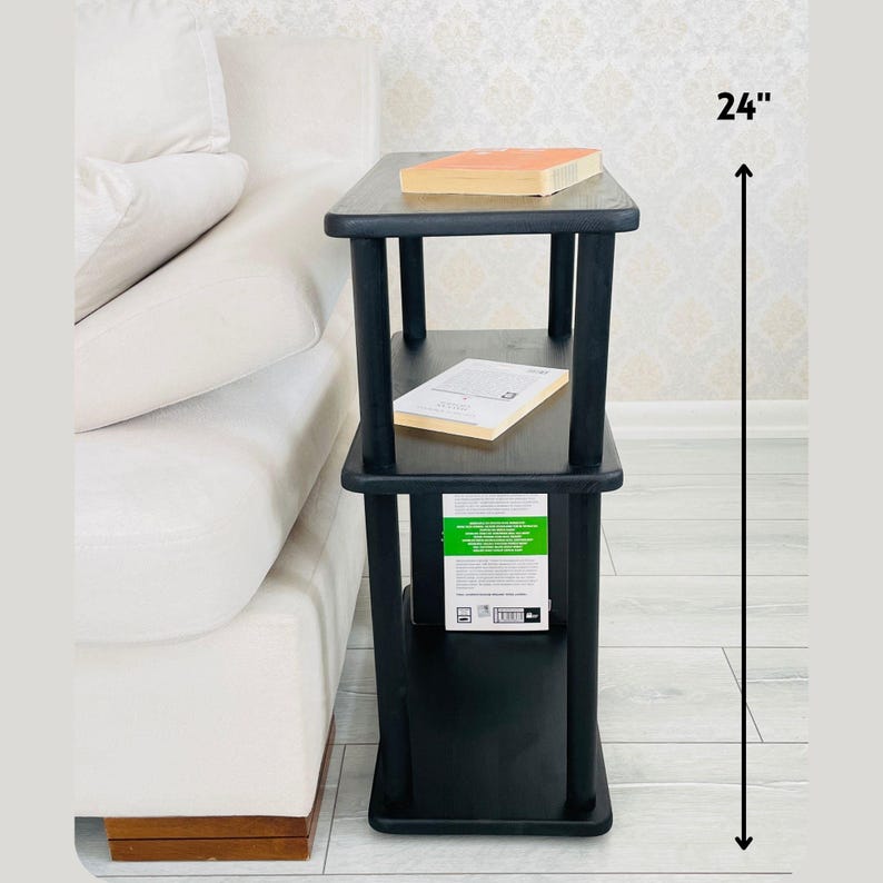 Handmade 3-tier Narrow Side Table – Solid Pine Wood Shelf for Small ...