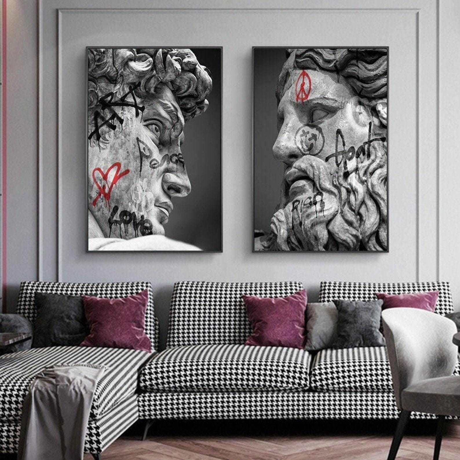 Vintage Classical Graffiti Art Statue Love Canvas Wall Art Paintings ...