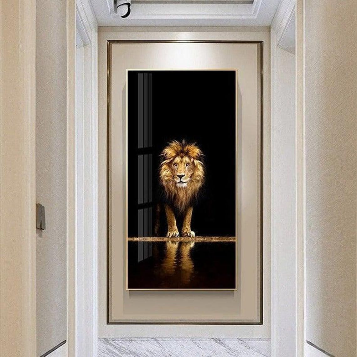 Modern Realistic Golden Lion Male Lion Animal Poster Mural Family ...