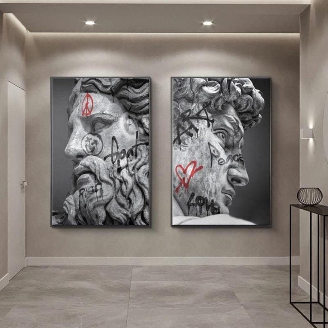 Vintage Classical Graffiti Art Statue Love Canvas Wall Art Paintings ...