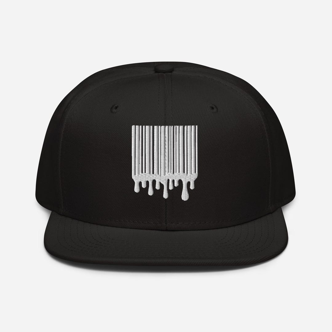Embroidered White Drip Barcode Hat – Minimalist Streetwear Trucker Cap ...