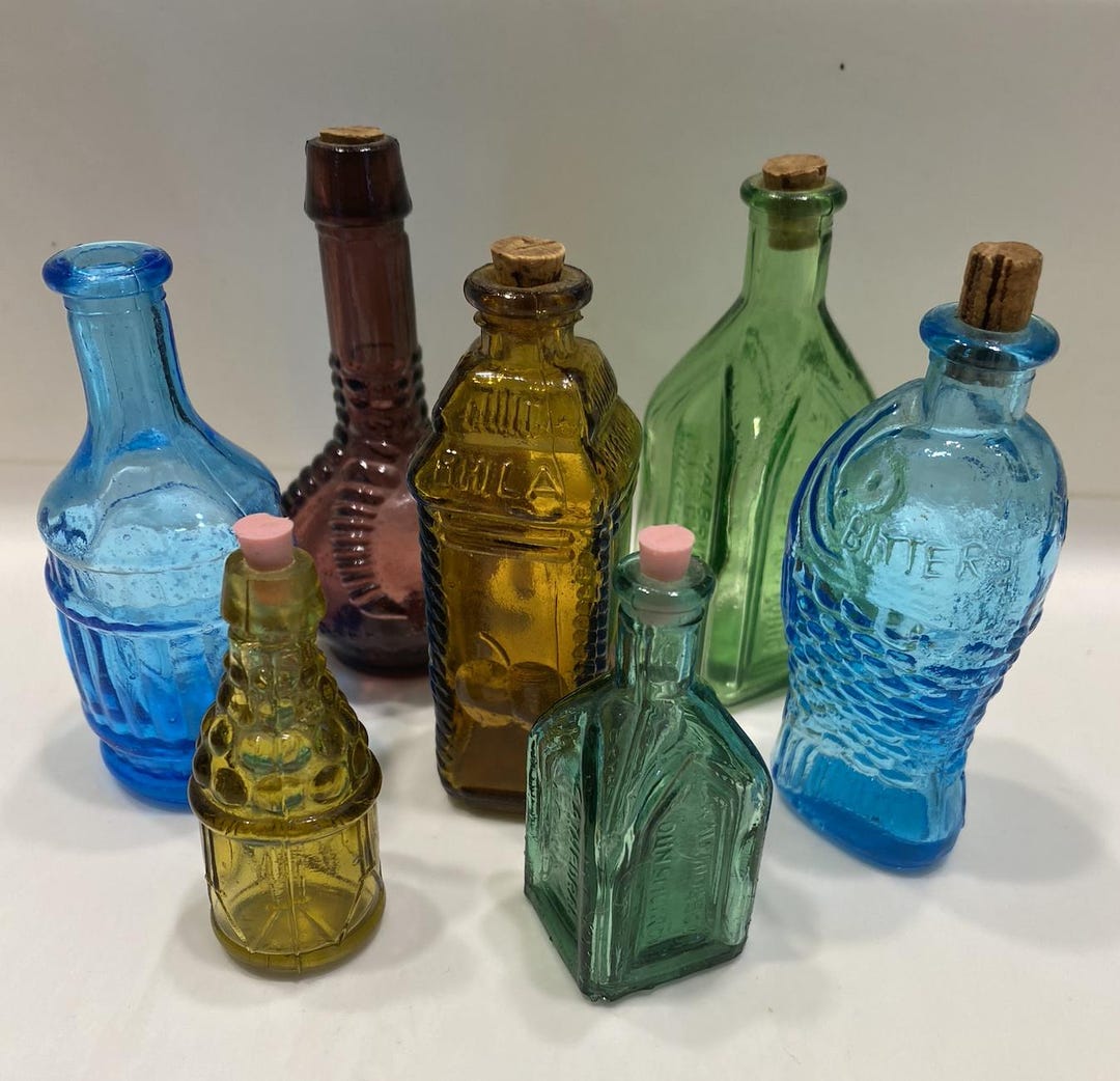 7 Vintage Mini Bitters Bottles in Various Colors and Styles Wheaton ...