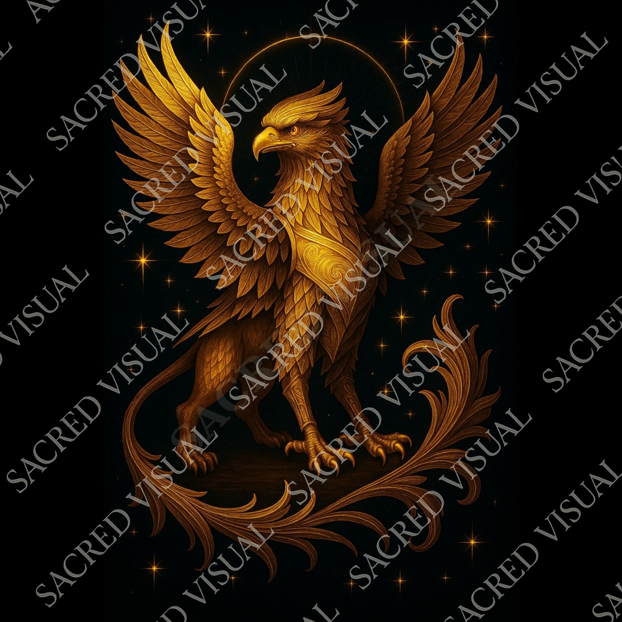 Stellar Griffin – Celestial Guardian Art Print, Mythical Creature Wall ...