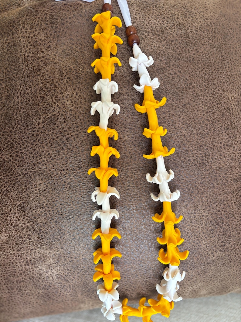 Handmade Clay Lei: Full Strand of Puakenikeni (yellow and White) - Etsy
