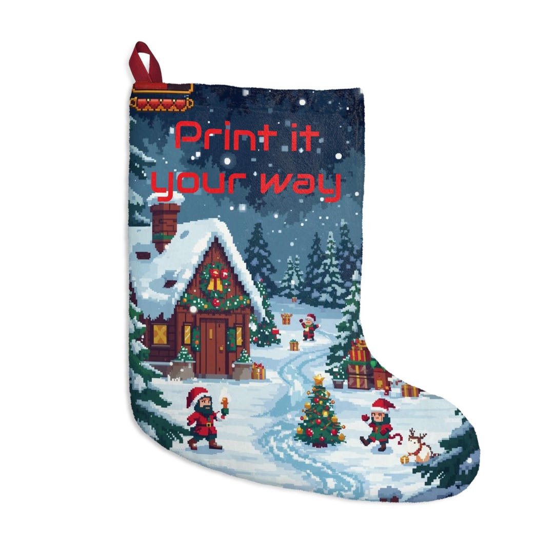 Winter Village Scene Christmas Stocking | Customizable Holiday Stocking ...