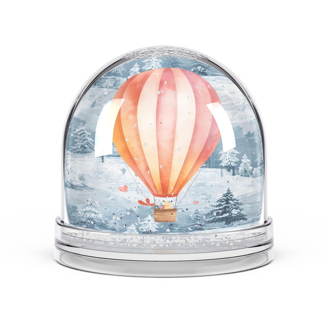Hot Air Balloon Snow Globe | Winter Forest Scene, Water Globe - Etsy UK