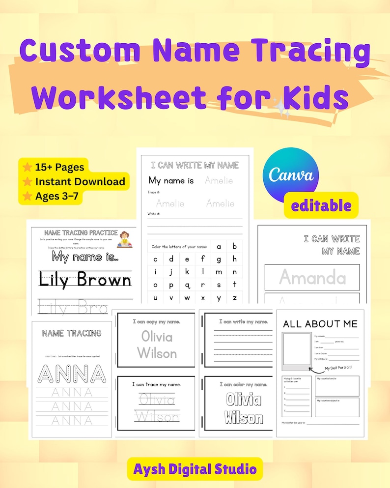 Custom Name Tracing Worksheet | Editable Handwriting Practice PDF ...
