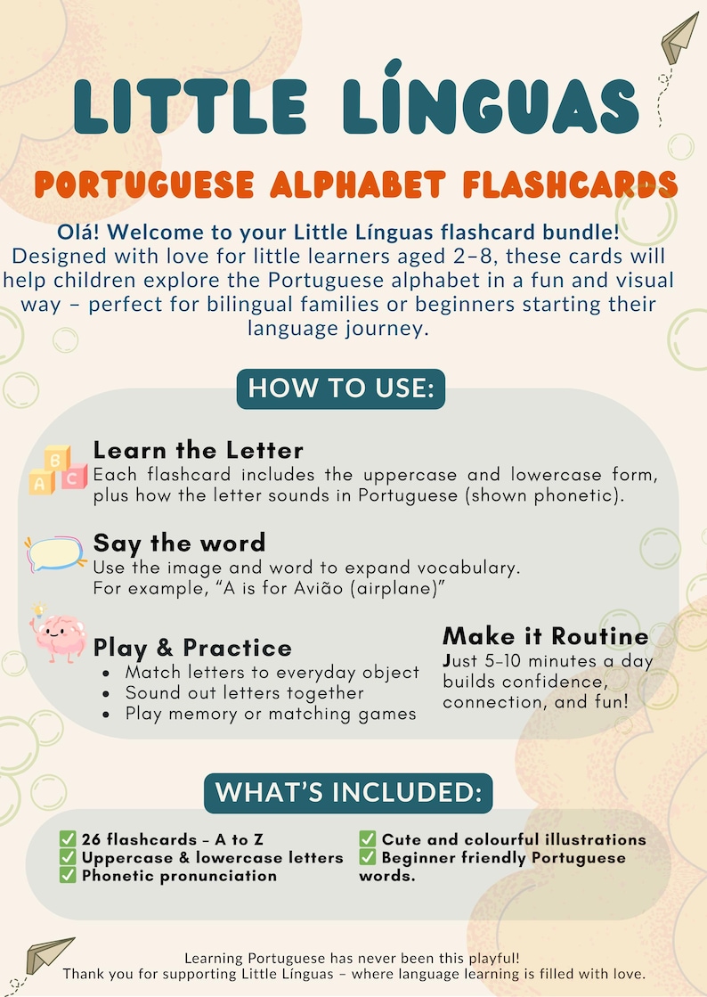 Portuguese Alphabet Flashcards | Printable ABC Cards for Kids | Learn ...