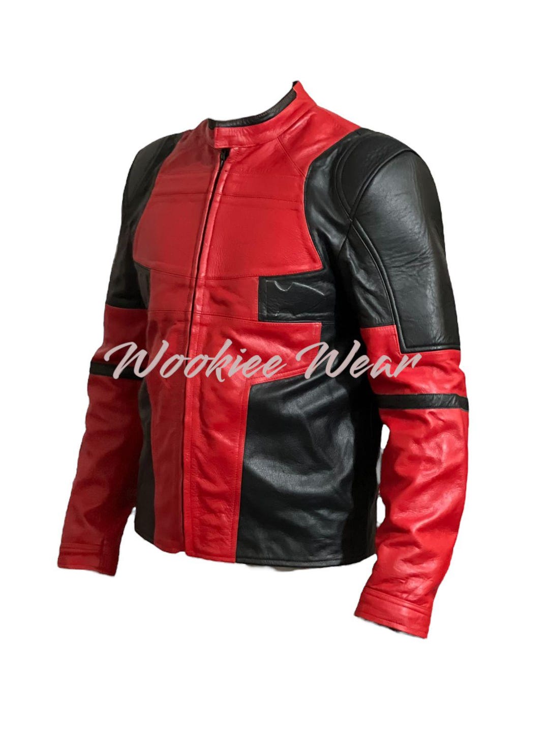 Deadpool Inspired Leather Jacket | Custom Fit Comic Cosplay Red and ...